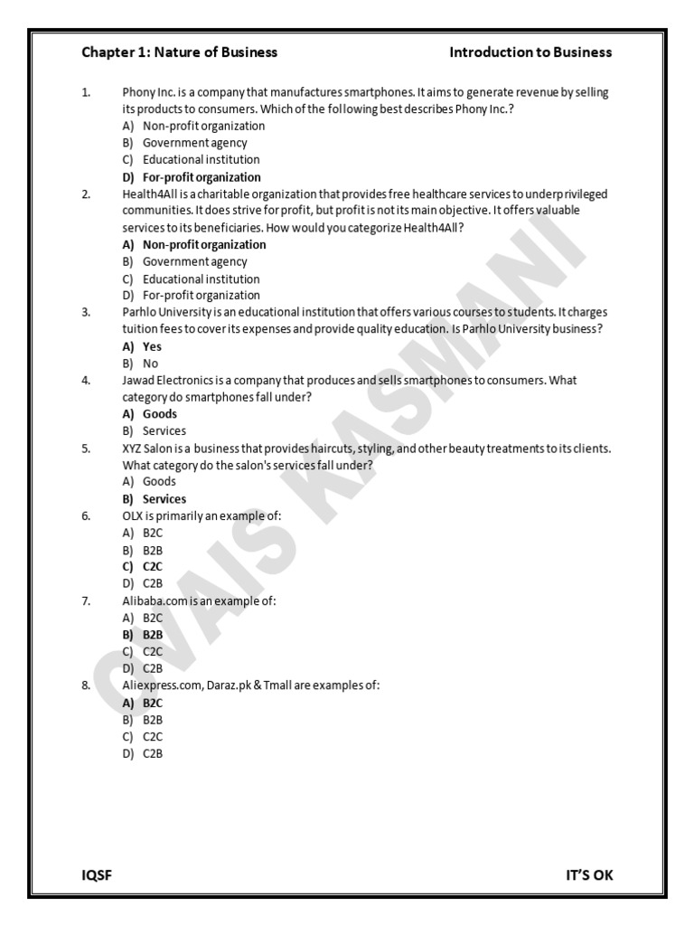 Chapter 1 - Nature of Business | PDF | Goal | Profit (Economics)