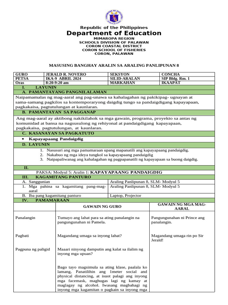 4th COT LESSON PLAN Arpan 8 | PDF