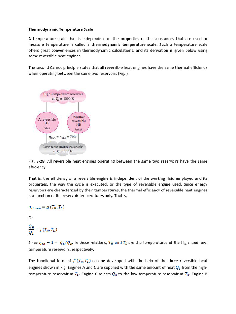 Study Material - II Law (Thermodynamic Temperature Scale) | PDF | Temperature | Heat