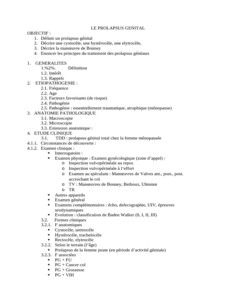 Prolapsus génital et profilométrie aréolaire | PDF | Incontinence ...