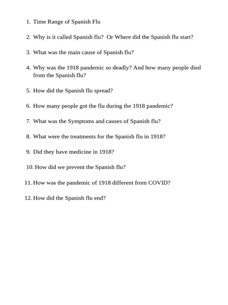 Time Range of Spanish Flu | PDF