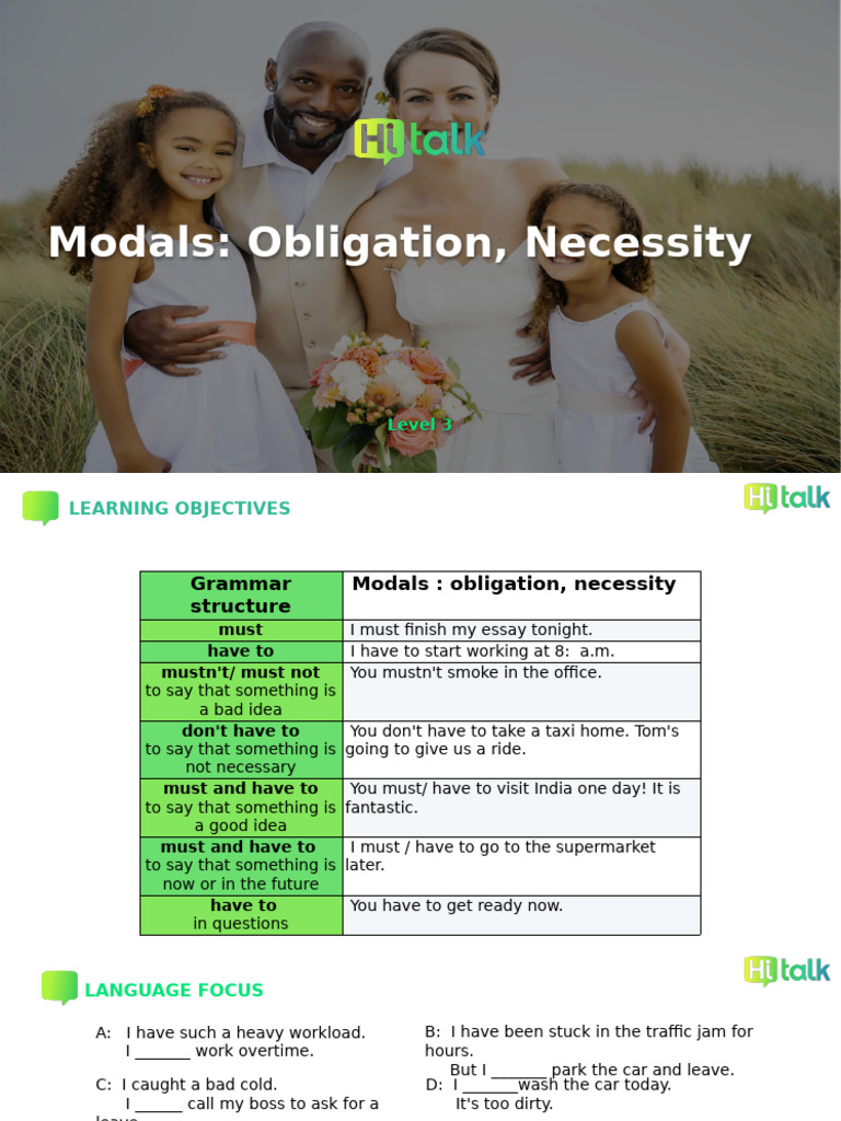 Demo Material 2 Modals Obligation Necessity | PDF | Linguistics