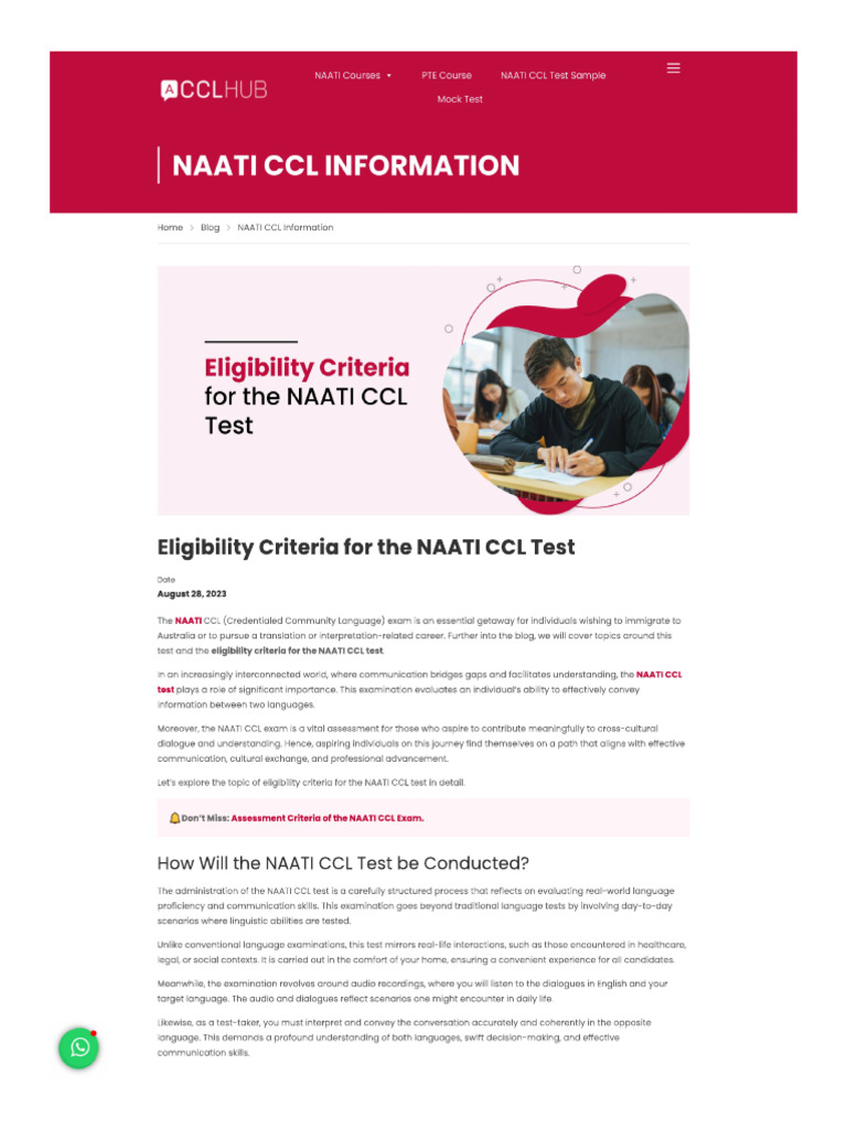 Eligibility-Criteria-For-The-Naati-Ccl-Test | PDF