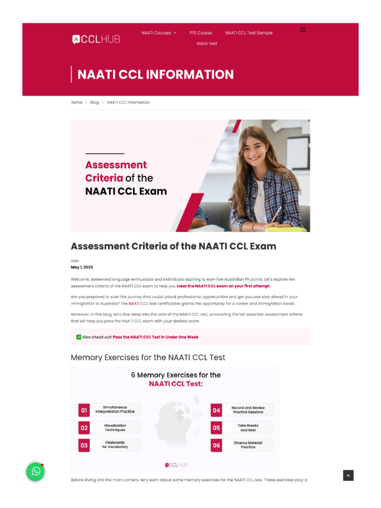 Assessment Criteria of The Naati CCL Exam | PDF