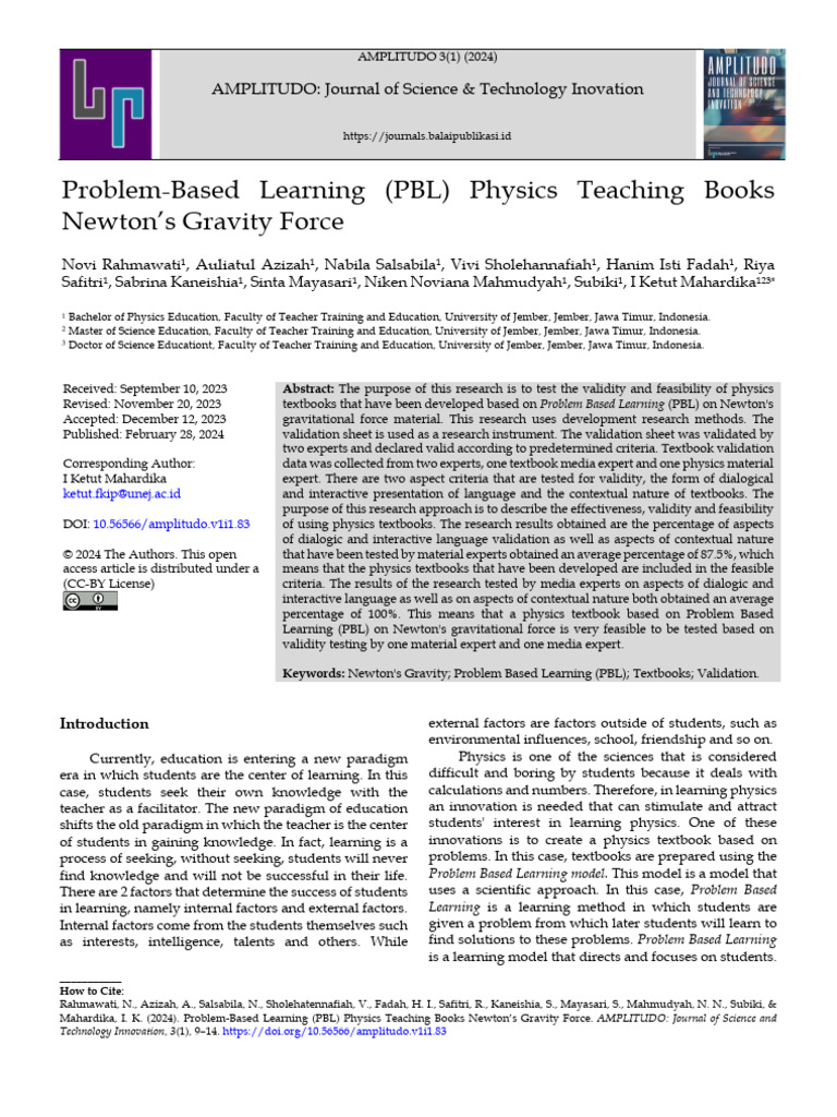 PBL Physics Textbook on Newton's Gravity | PDF | Expert | Force