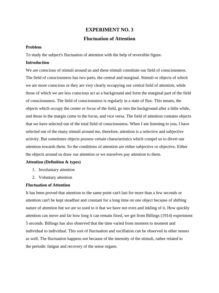 Fluctuation of Attention (Experiment) | PDF | Attention | Experiment