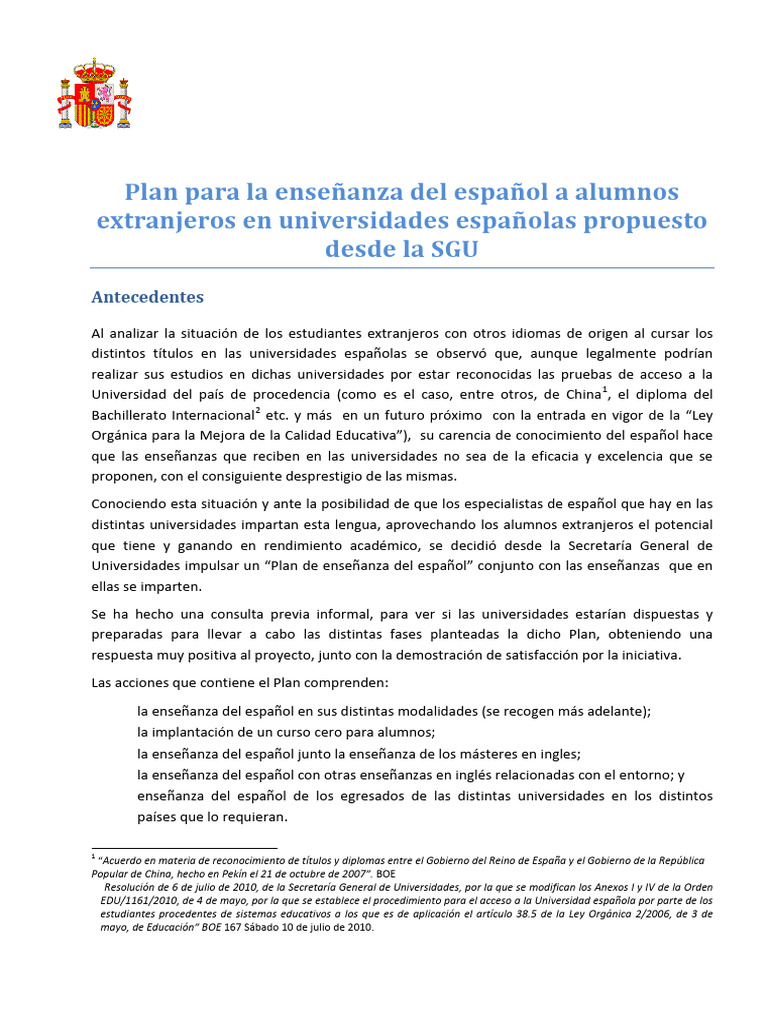 Plan para La Ense Anza Del Espa Ol Desde Las Universidades Espa | PDF | España | Maestros