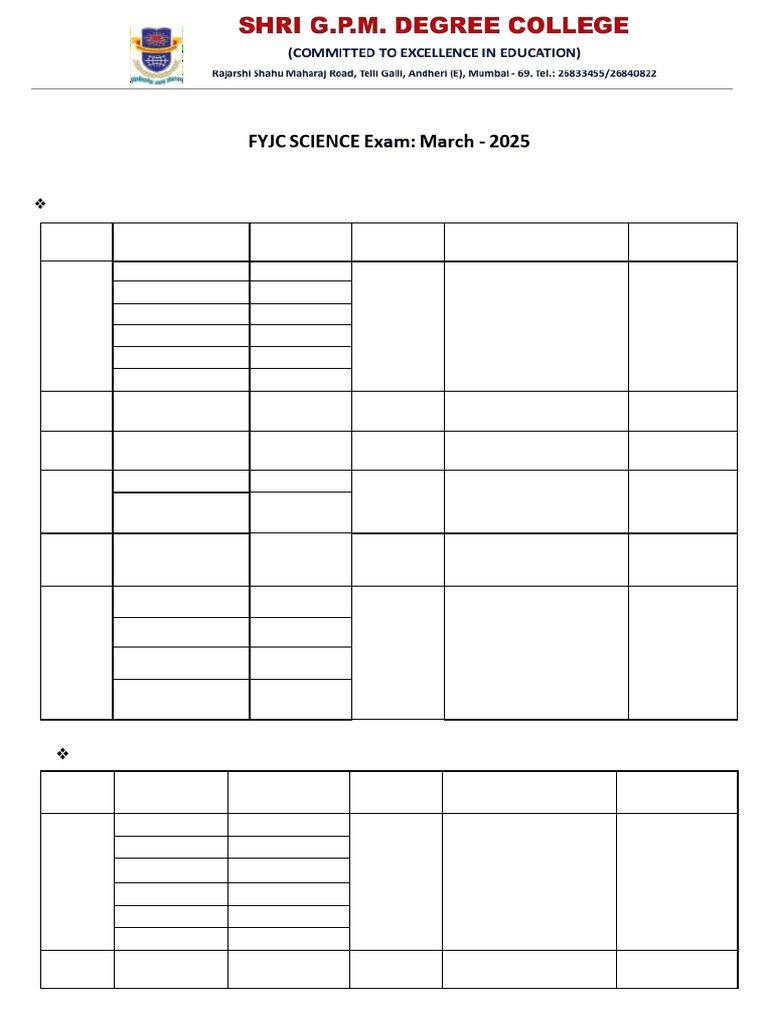 FYJC - SCIENCE - Practical-Exam 2024-25 New (1) TIMETABLE | PDF ...