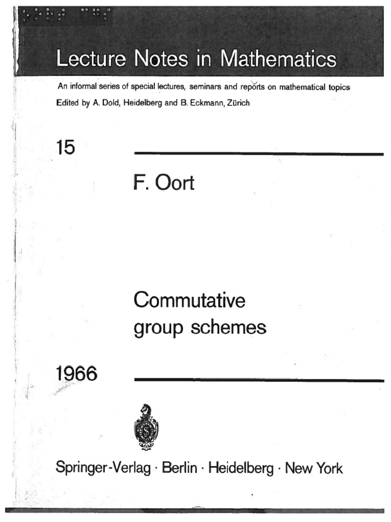 (Lecture Notes in Mathematics #15) F. Oort - Commutative Group Schemes ...