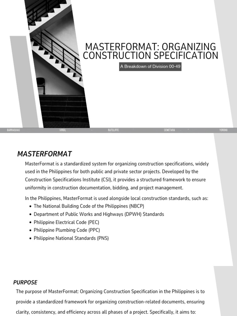 MasterFormat Overview for Philippine Construction | PDF | Specification ...