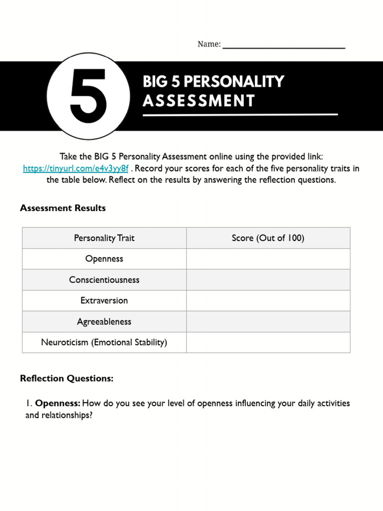 Big 5 Personality Assessment | PDF | Extraversion And Introversion | Behavioural Sciences
