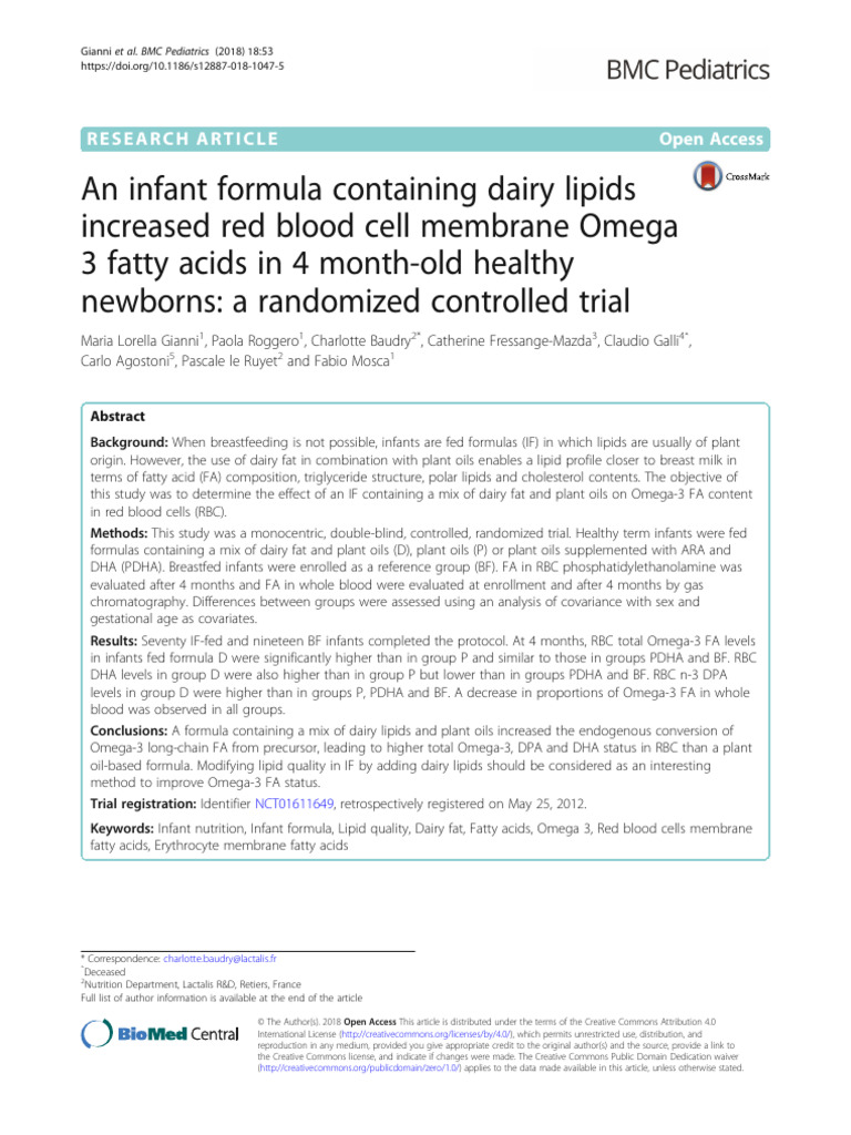 An Infant Formula Containing Dairy Lipids Increased Red Blood Cell ...