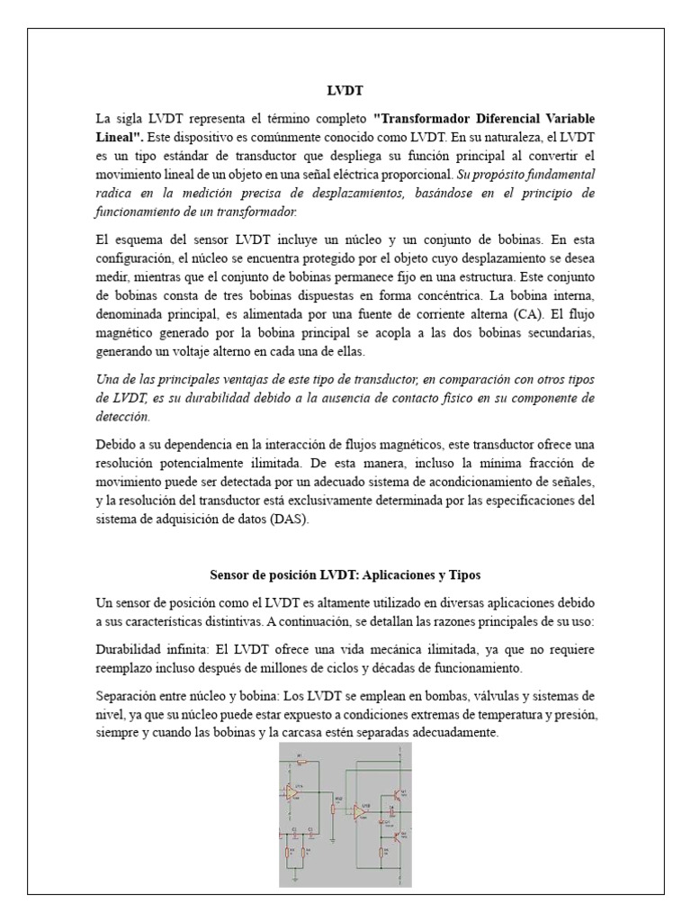 LVDT | PDF | Inductor | Transformador