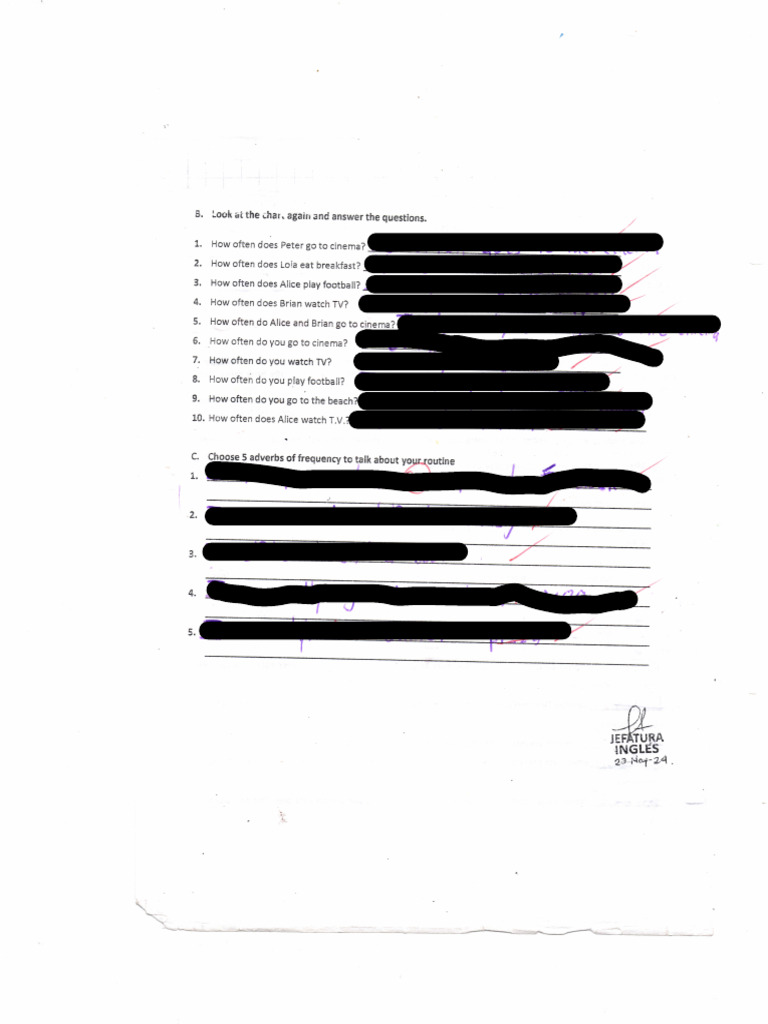 Adverbios de Frecuencia 2 | PDF