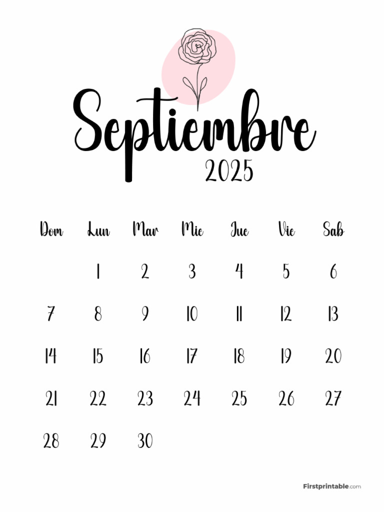 Spanish Cute Botanical September 2025 Calendar - Firstprintable - Com | PDF