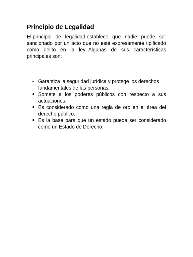 Principio de Legalidad en el Derecho | PDF