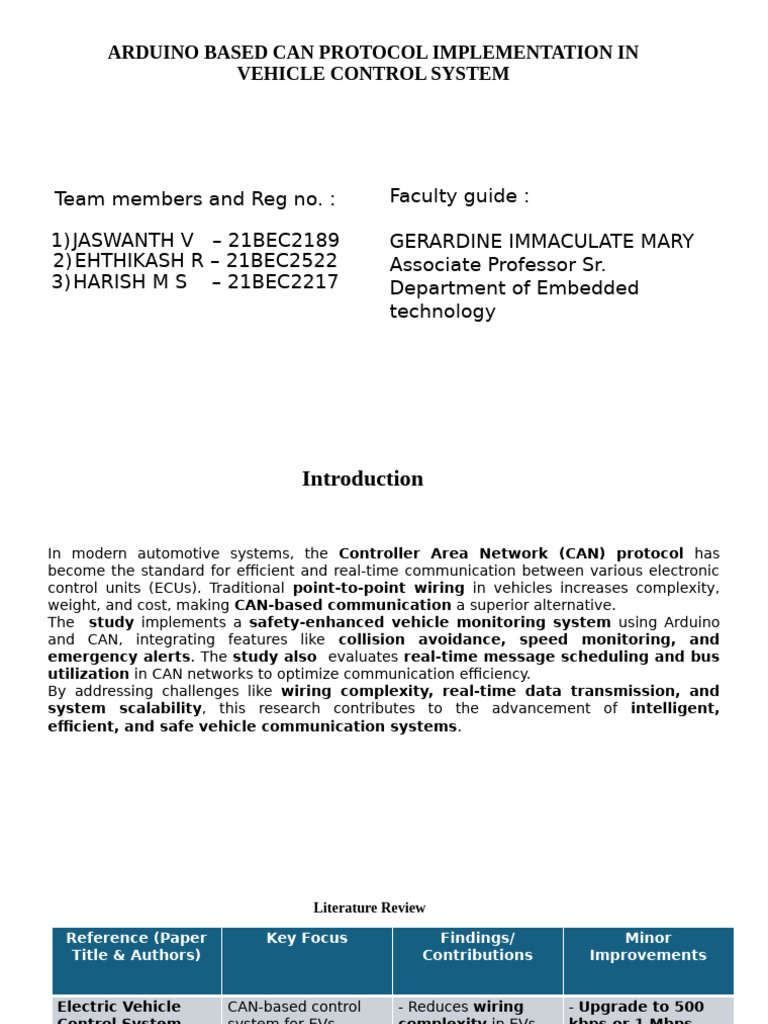 Arduino Based Can Protocol Implementation in Vehicle Control | PDF | Embedded System ...