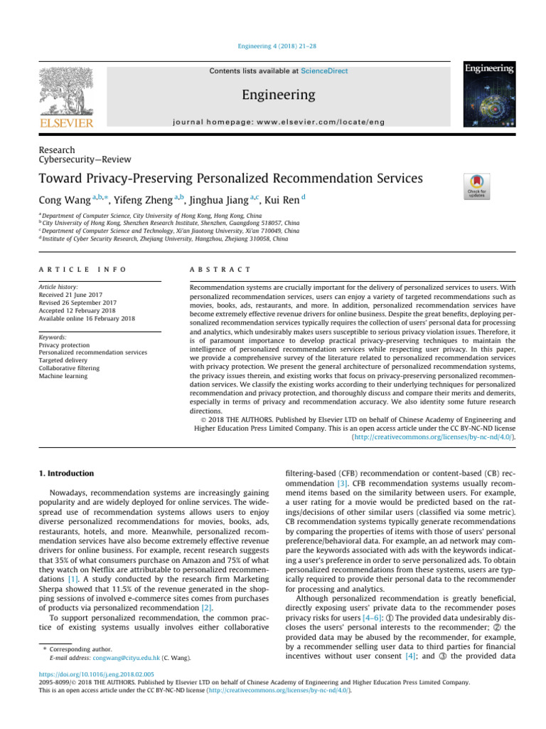 1 s2.0 S2095809917303855 Main | PDF | Encryption | Secure Communication