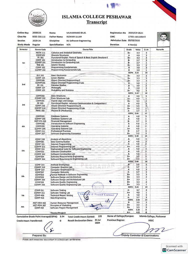 Bilal official transcript | PDF