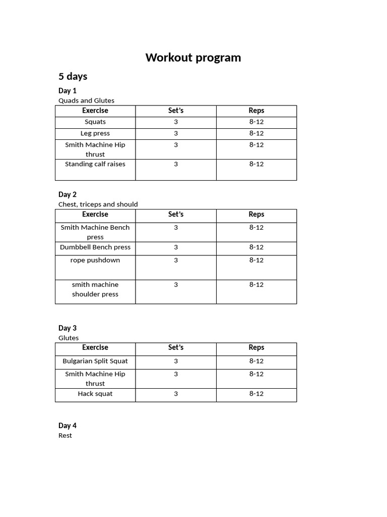 Workout program | PDF