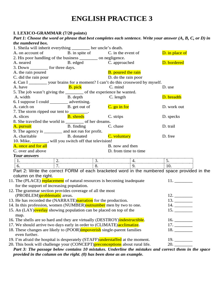 English Language Practice Exercises | PDF | Oceans | Sea