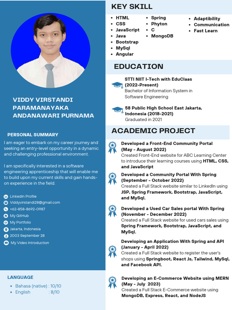 Viddy Virstandi P.A.P Resume | PDF | Java Script | Bootstrap (Front End Framework)