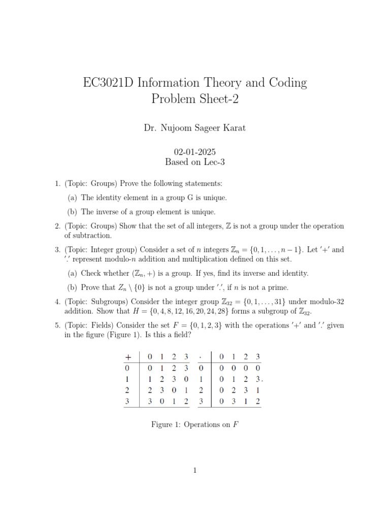 CT Problem Sheet 2 | PDF