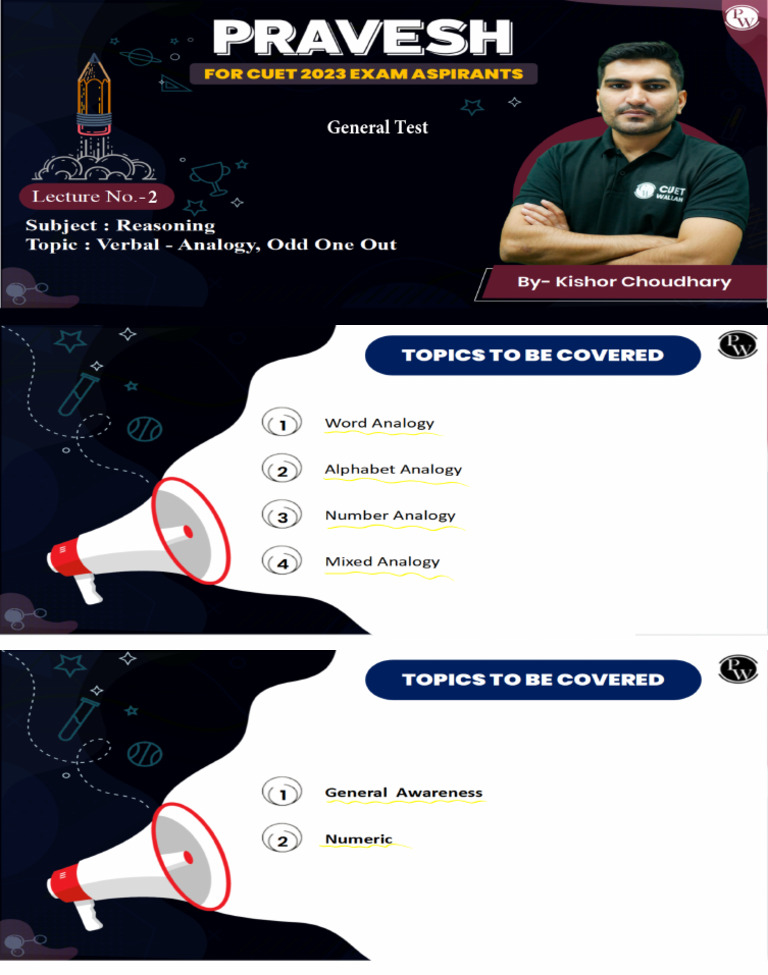 Reasoning 02 - Class Notes - Pravesh Batch For CUET (General Test) | PDF