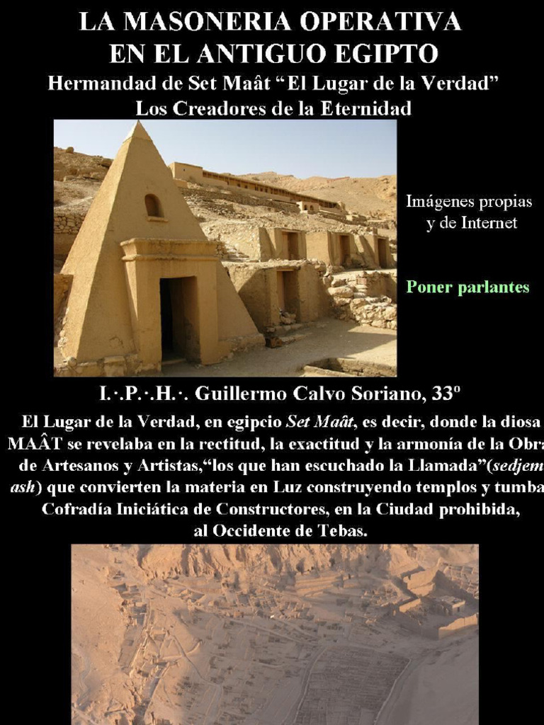 La Masonería Operativa en El Antiguo Egipto - I. . P. . H. .. Guillermo Calvo Soriano, 33° | PDF