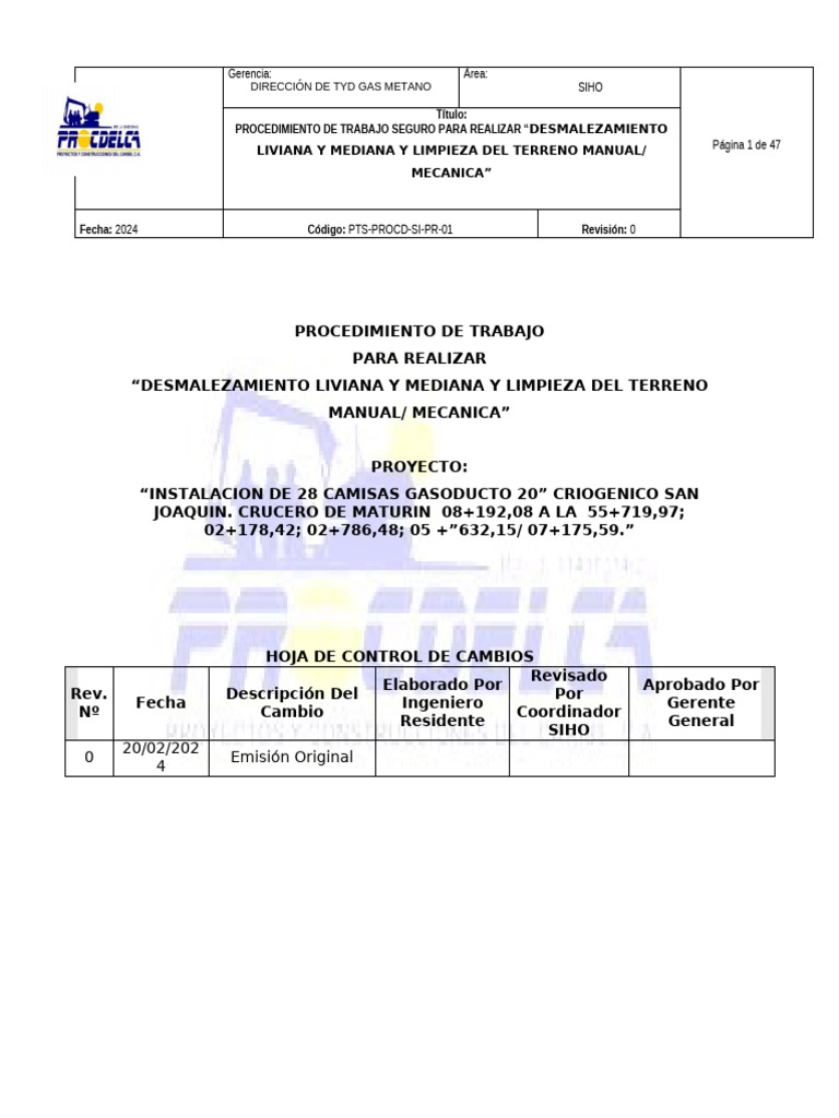 01.-PTS-PROCD-01 DESM LIVIAN Y MAED Y LIMPIEZA DEL TERR MANUAL MEC (1 ...