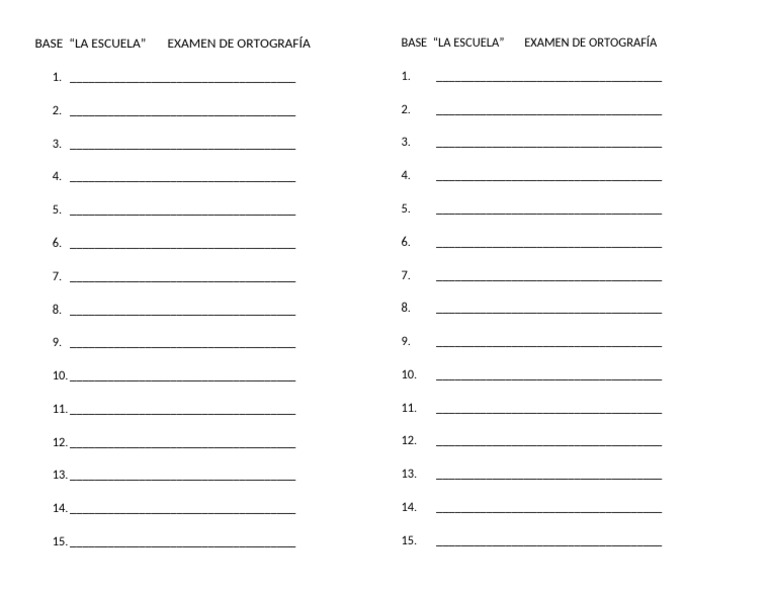 Hoja para Examen de Ortografía | PDF