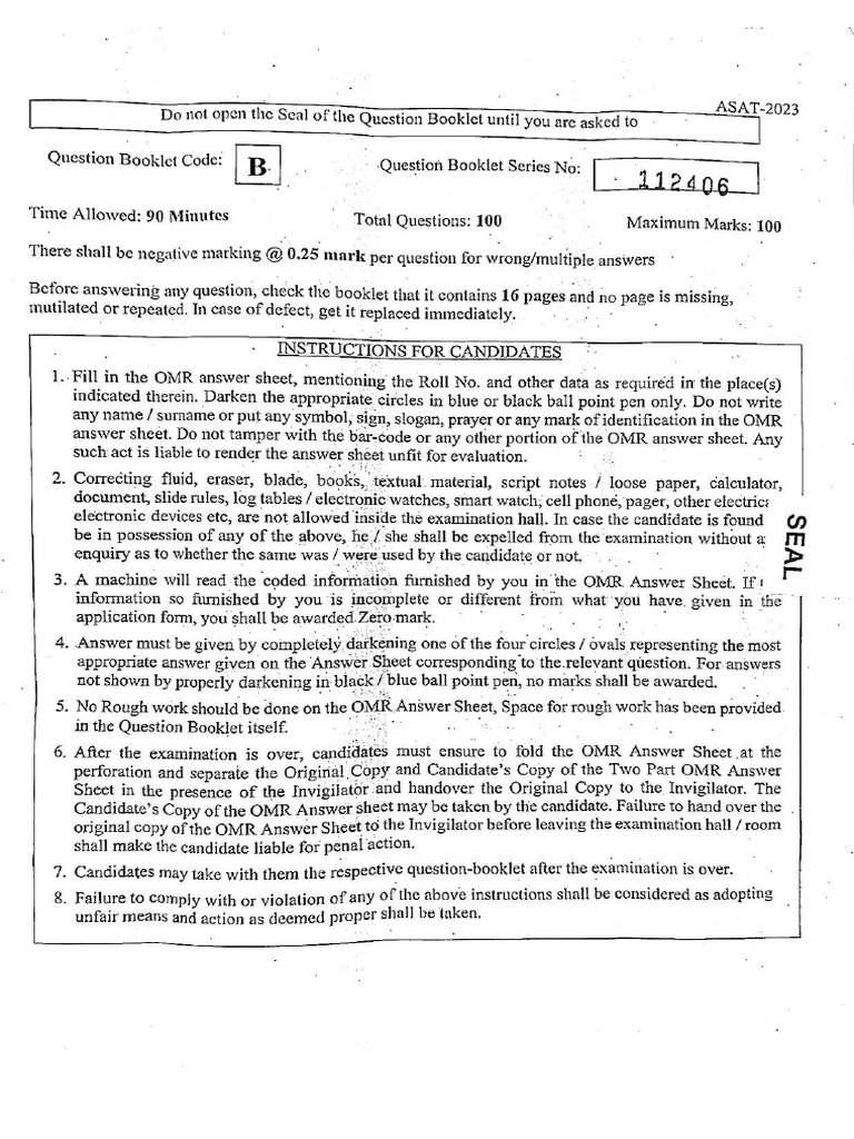 OSSC Statistical Assistant 2023 Prelims Question Paper | PDF