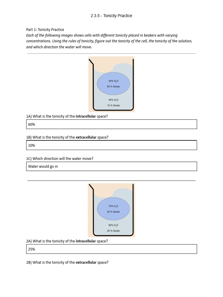 2.3.5 - Tonicity Practice | PDF