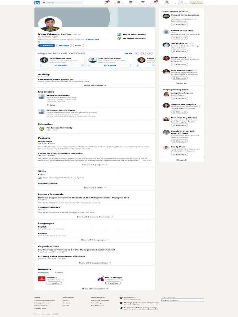 Kate Dianne Javier - LinkedIn | PDF