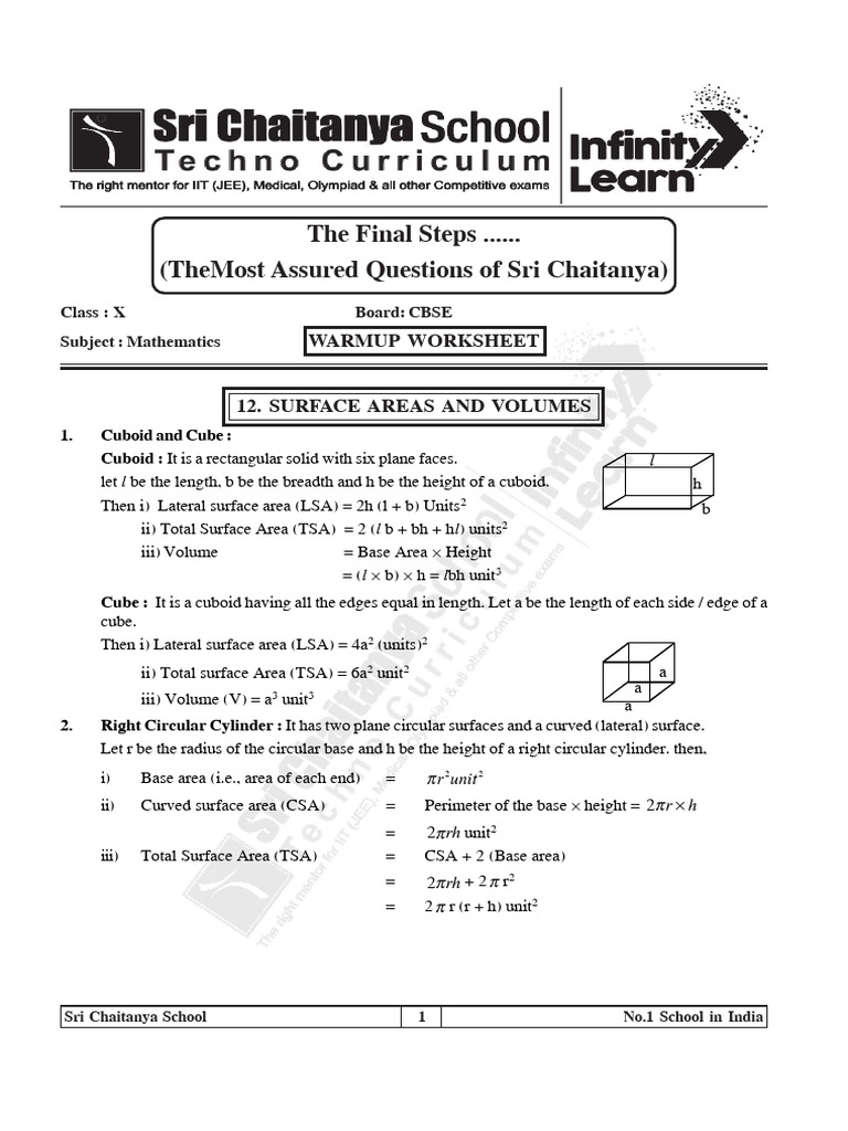 Surface Area & Volume Formulas Guide | PDF | Sphere | Area