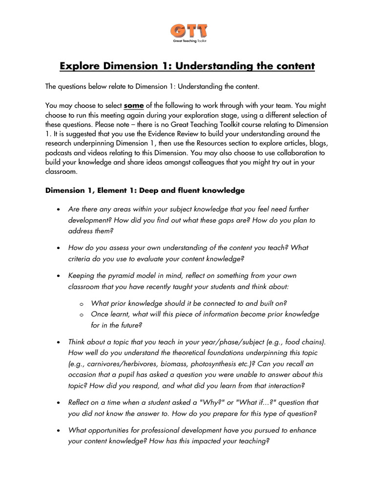 Understanding Content in Teaching | PDF | Curriculum | Expert