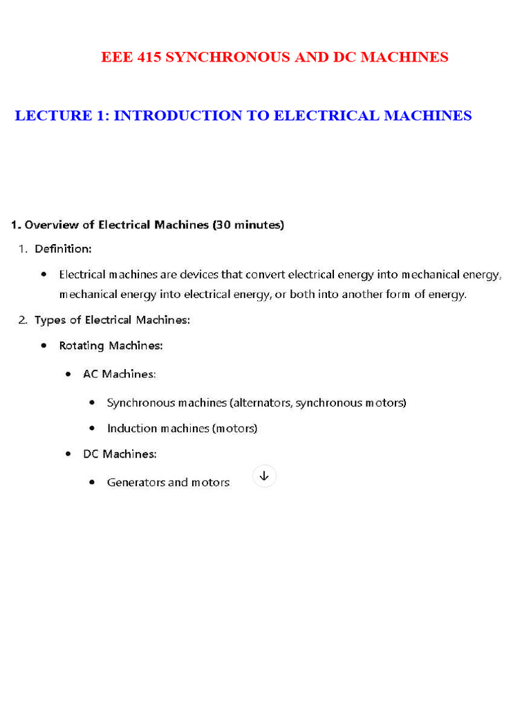Lect 1 Introduction to Electrical Machines | PDF