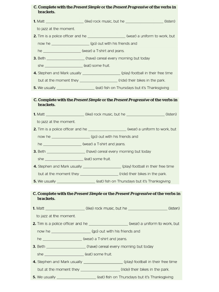 Present Simple or Present Prog 5a | PDF