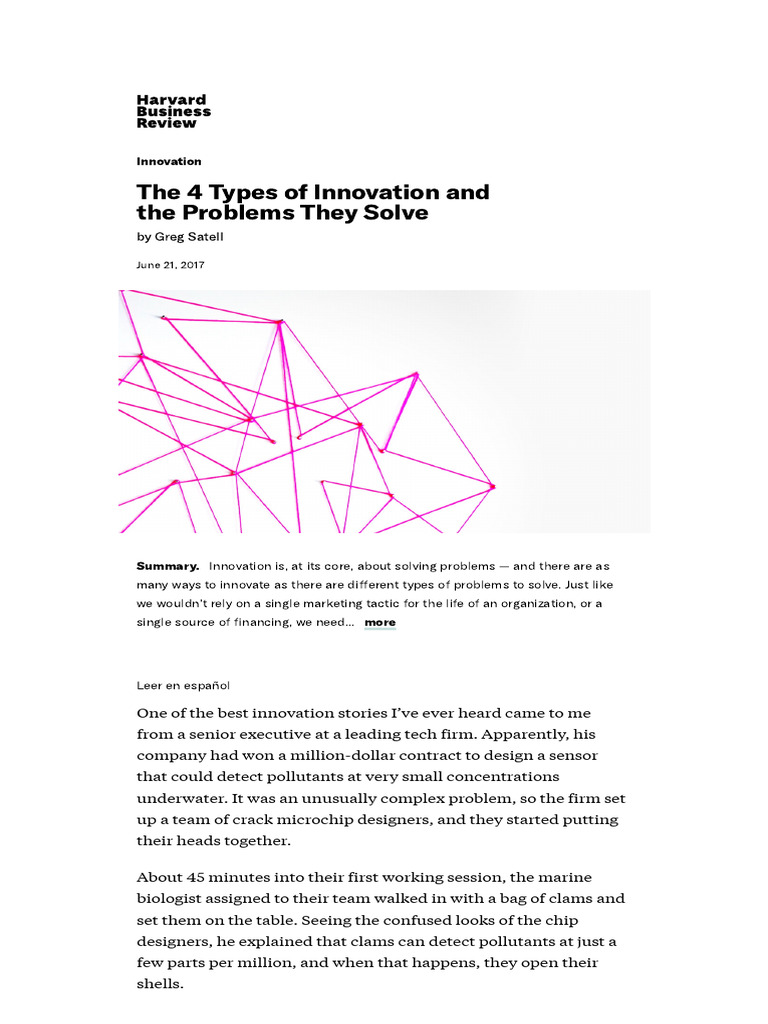 The 4 Types of Innovation and The Problems They Solve | PDF ...