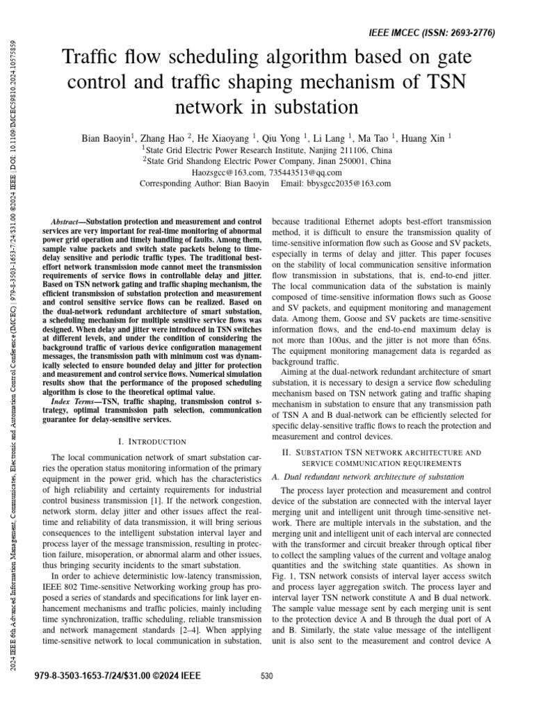 Traffic flow scheduling algorithm based on gate control and traffic shaping mechanism of TSN ...