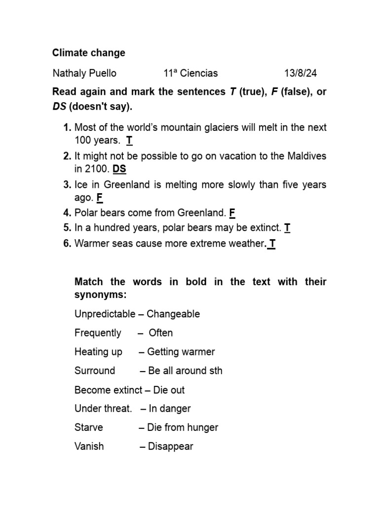 T F DS: Climate Change | PDF