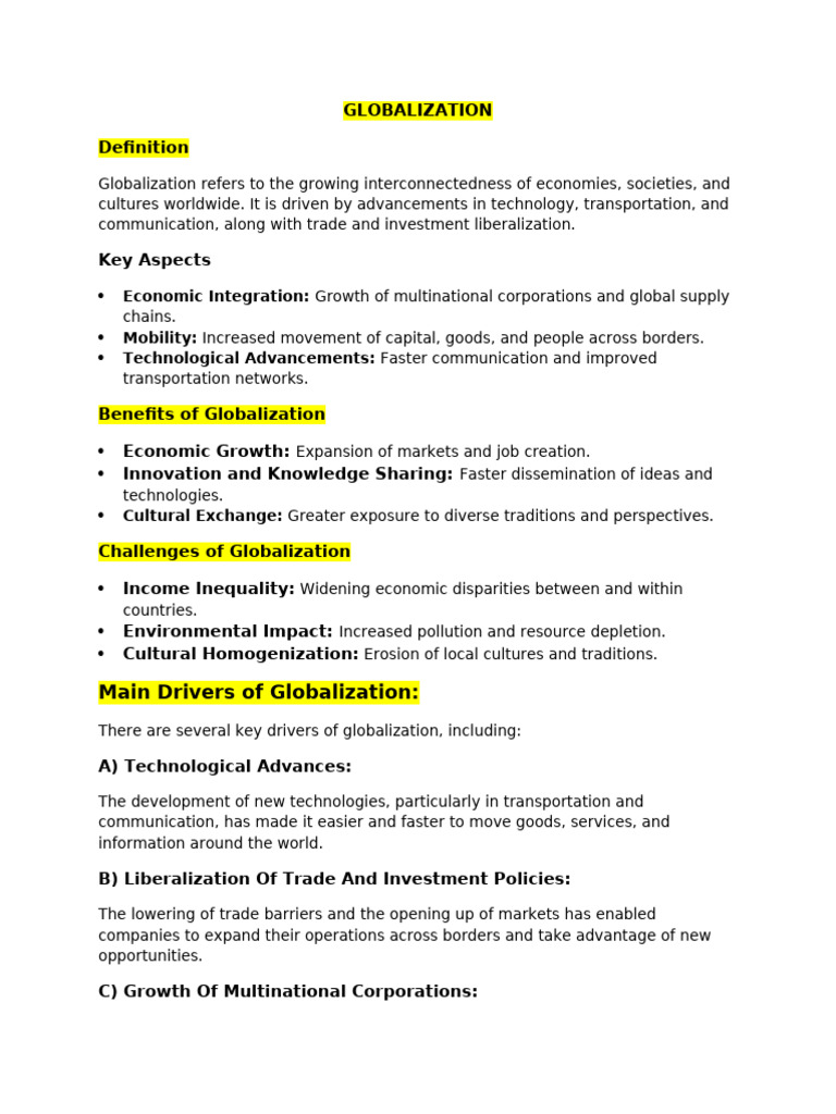 Globalization - Pol Science Chp12 | PDF | Globalization | Economic Inequality