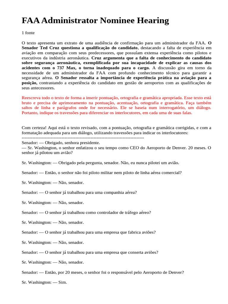 Acidente de avião com helicóptero - Sen. Ted Cruz - NotebookLM - FAA ...