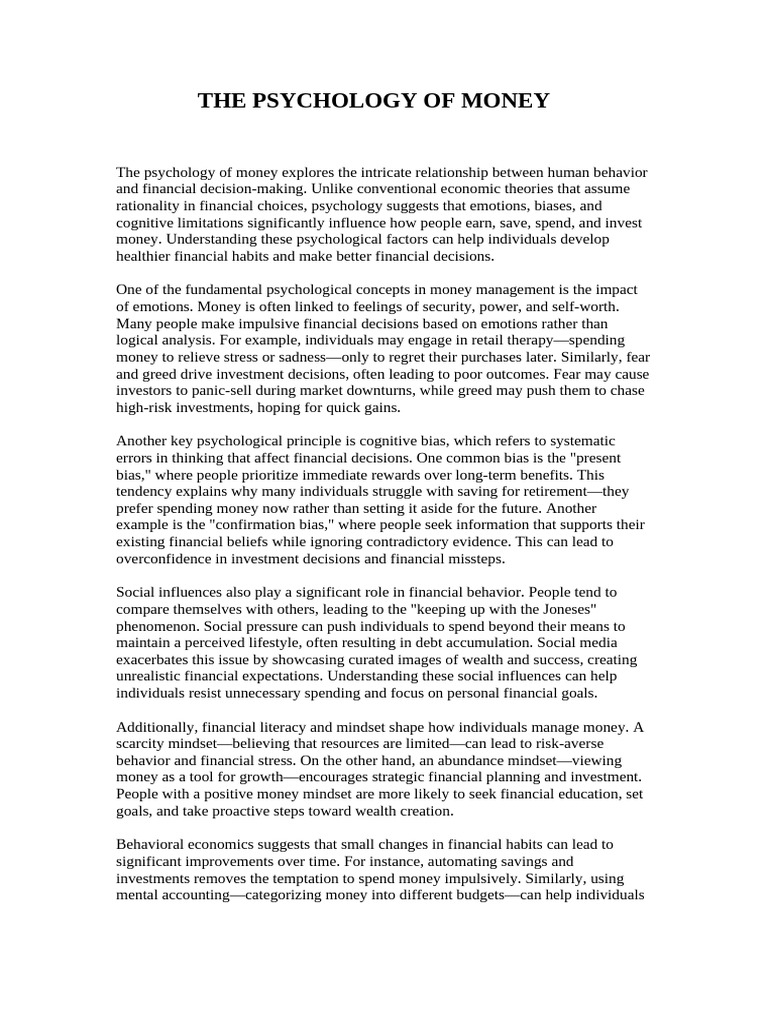 Key Concepts in Money Psychology | PDF | Psychology | Mindset