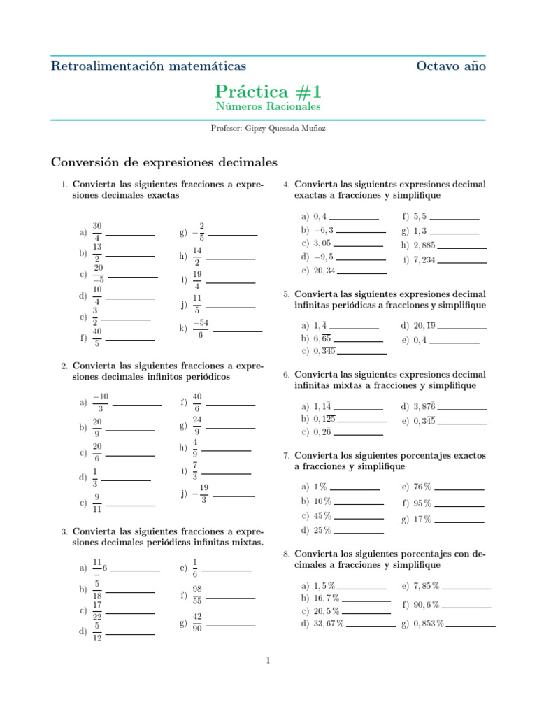 Conversión de Números Racionales | PDF | Notación Matemática | Álgebra