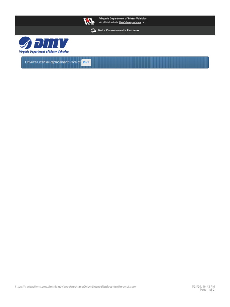 Virginia Department of Motor Vehicles | dmvNOW | PDF | Department Of ...