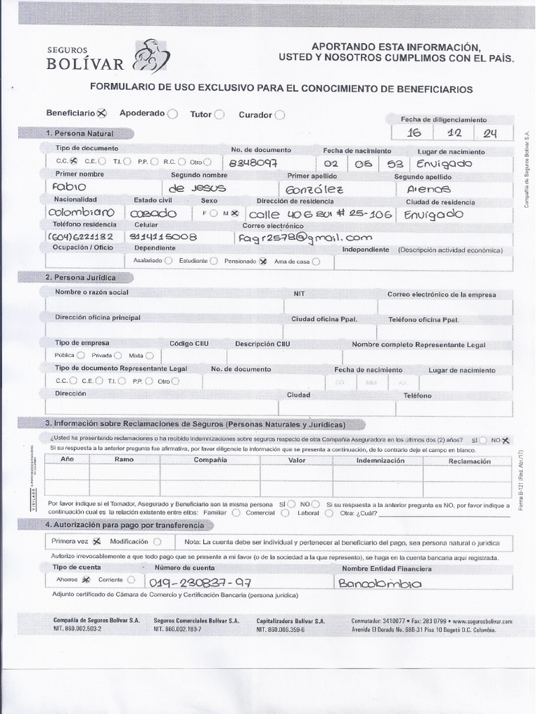 Formulario 1 | PDF
