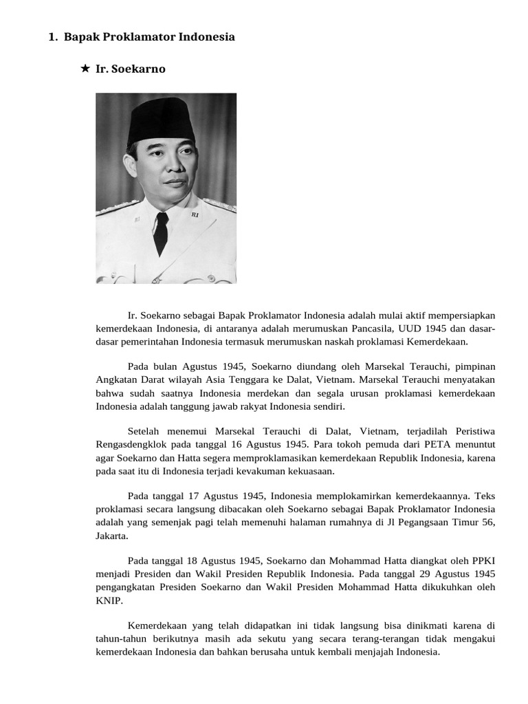 Bapak Proklamator Indonesia: Soekarno & Hatta | PDF