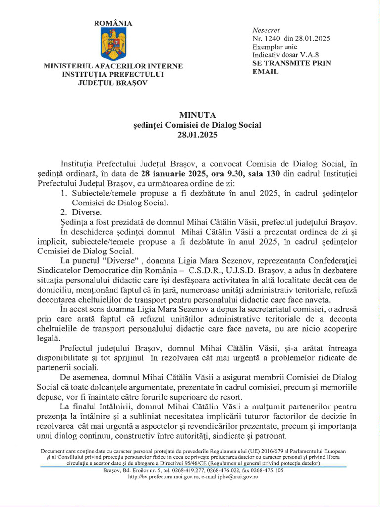 1240 Minuta Sedintei CDS Ianuarie 2025 | PDF