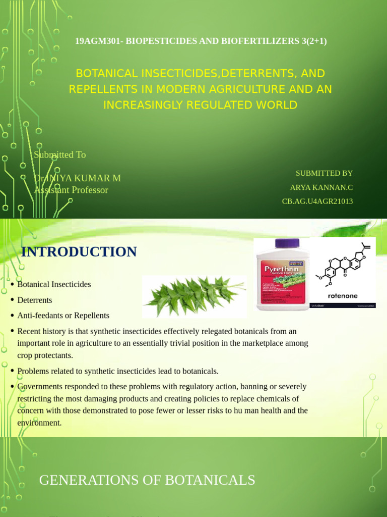 Botanical Insecticides, Deterrents, and Repellents in Modern ...